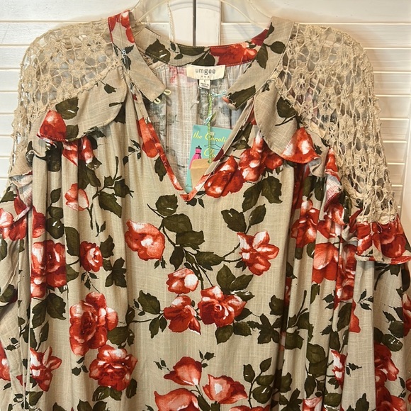 Umgee | Dresses | Umgee Floral Tunic Size L Bohemian Cottage Style ...
